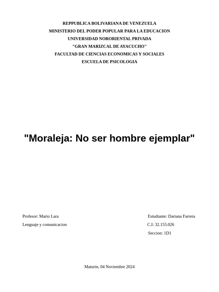 ENSAYO Moraleja | PDF | Moralidad | Autenticidad (filosofía)