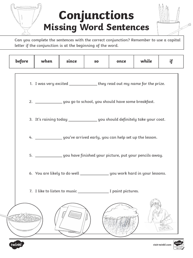 Conjunctions Worksheet for Students | PDF