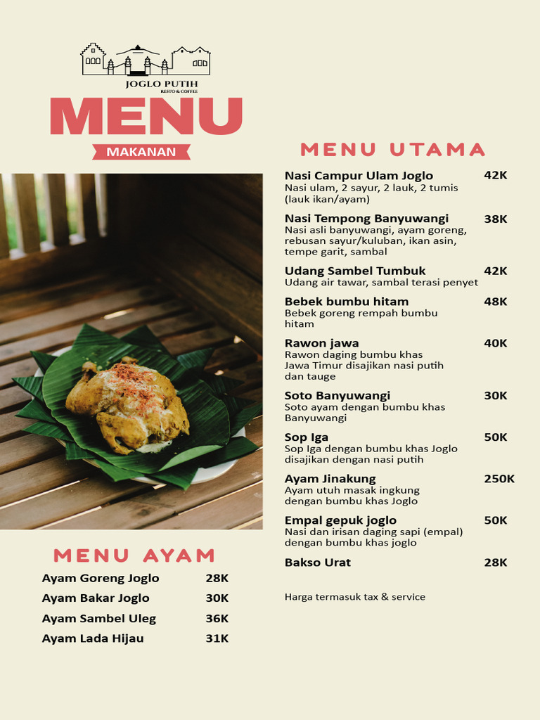 Menu Spesial Joglo Tepi Sawah | PDF