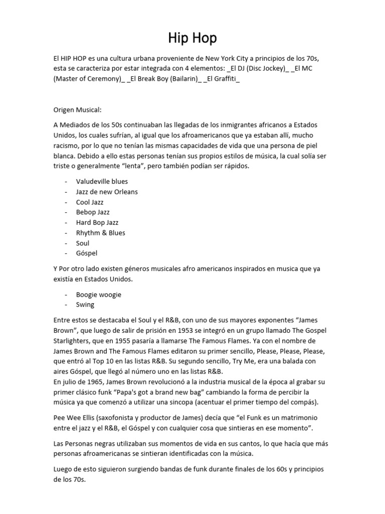 Orígenes del Hip Hop y el DJing | PDF | Música hip-hop | Disc jockey