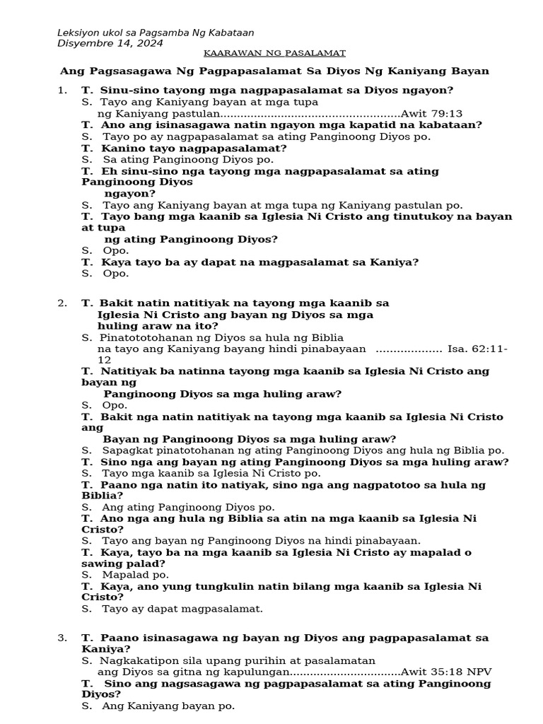 PNK - 2024.12.14 (Kaarawan NG Pasalamat) | PDF