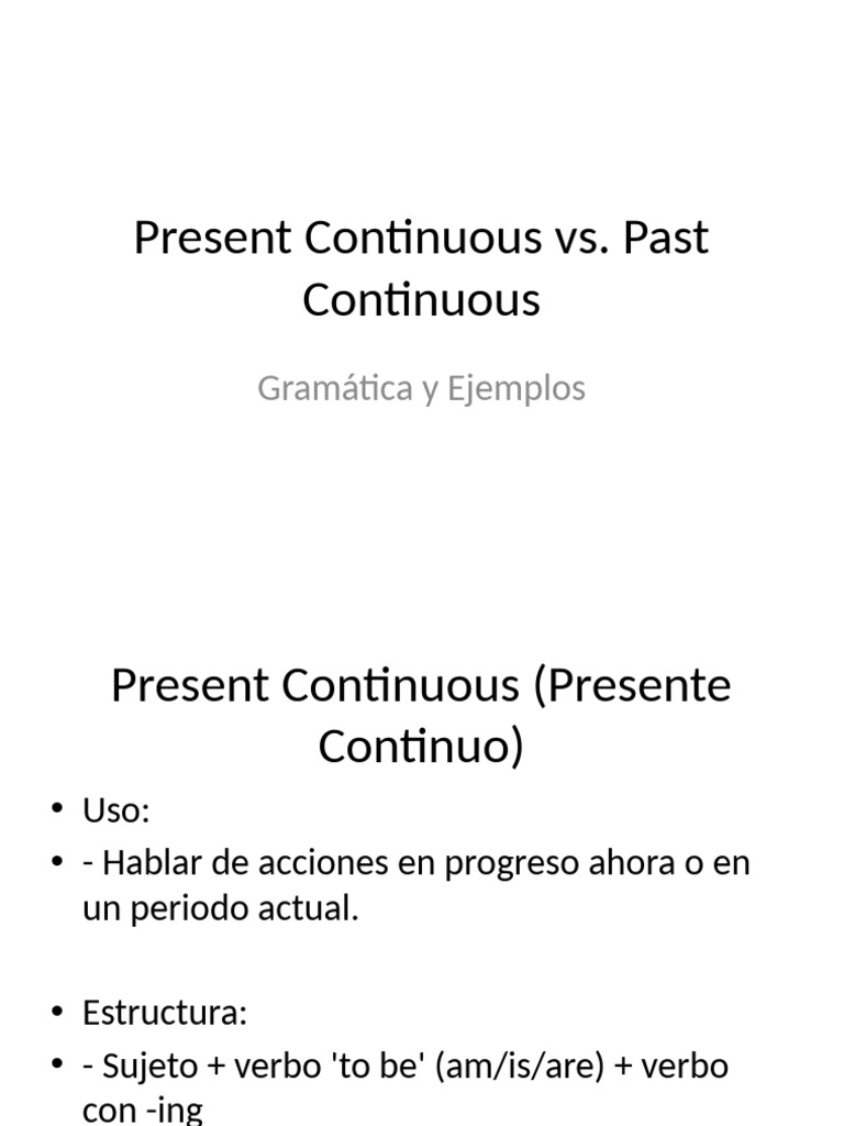 Comparativa: Presente vs. Pasado Continuo | PDF