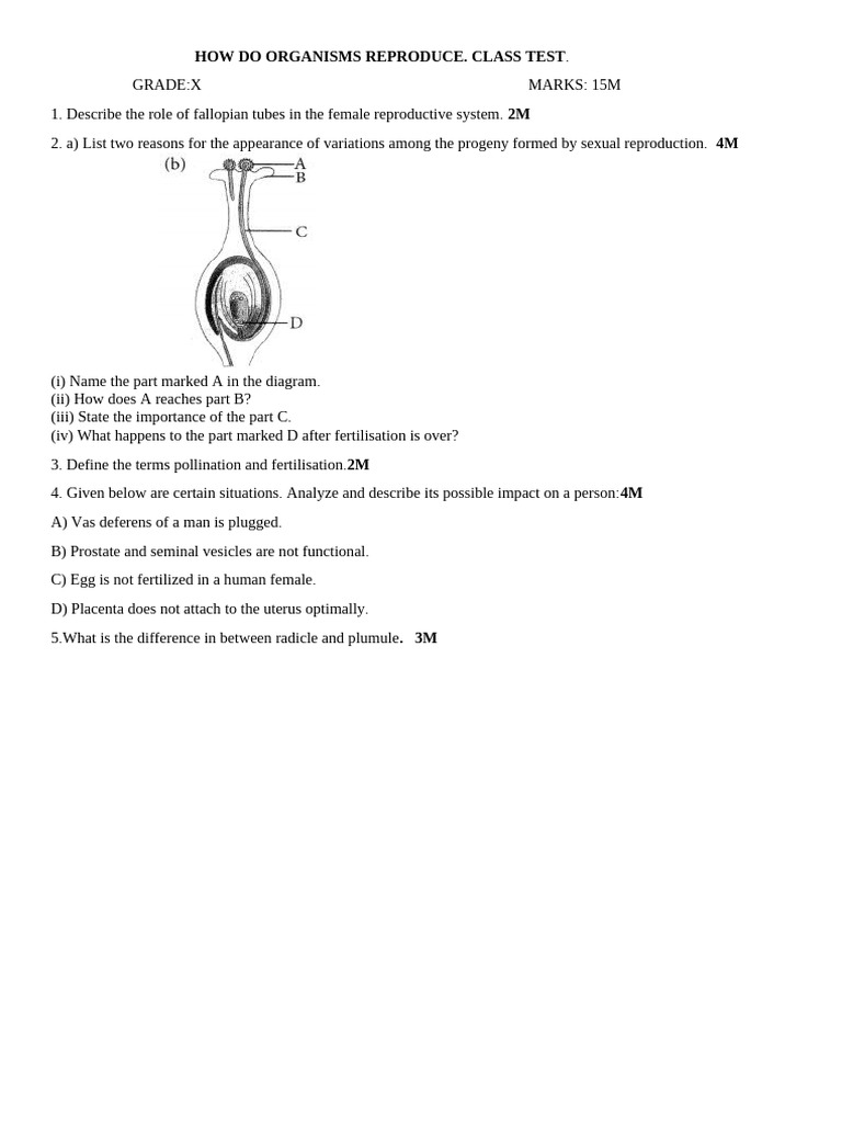 Reproduction Mock Test | PDF