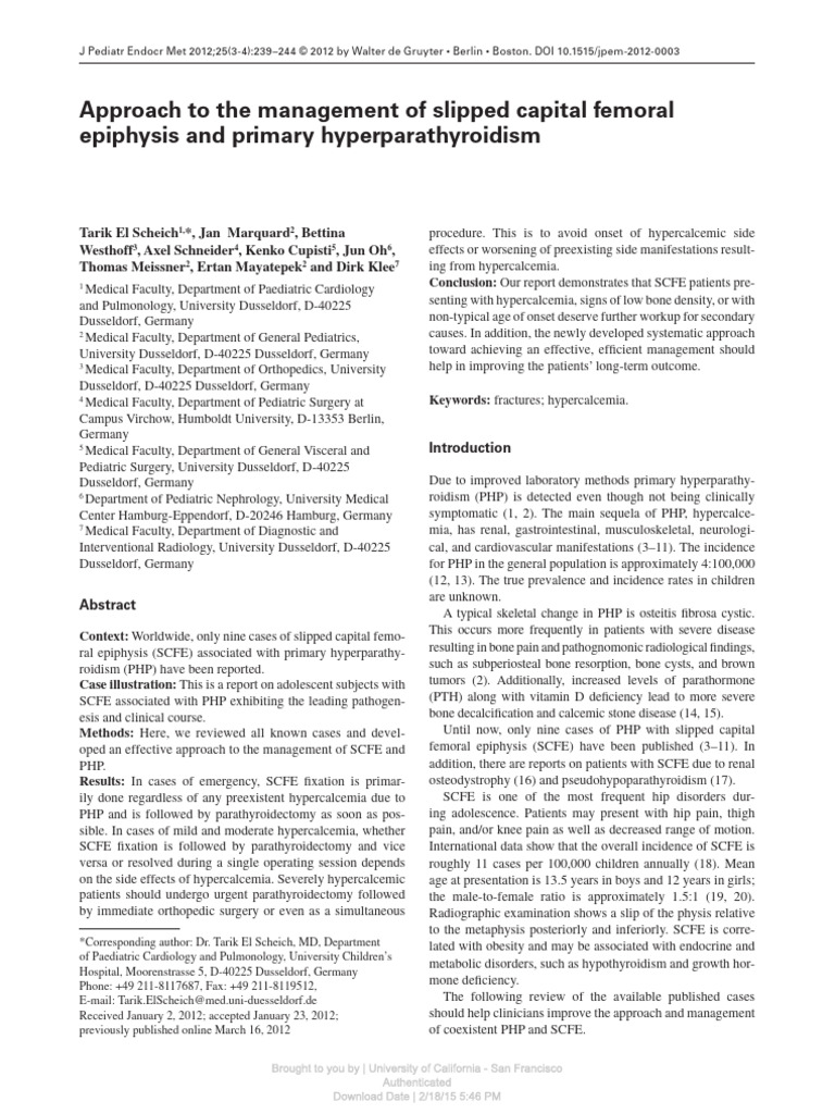 Approach to the management of slipped capital femoral and hyperPTH ...