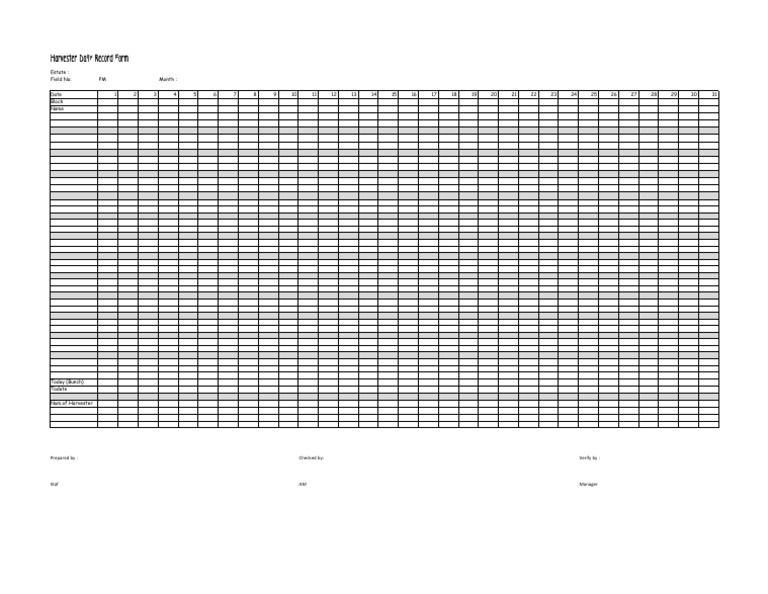 Harvester Daily Record Form - Format | PDF
