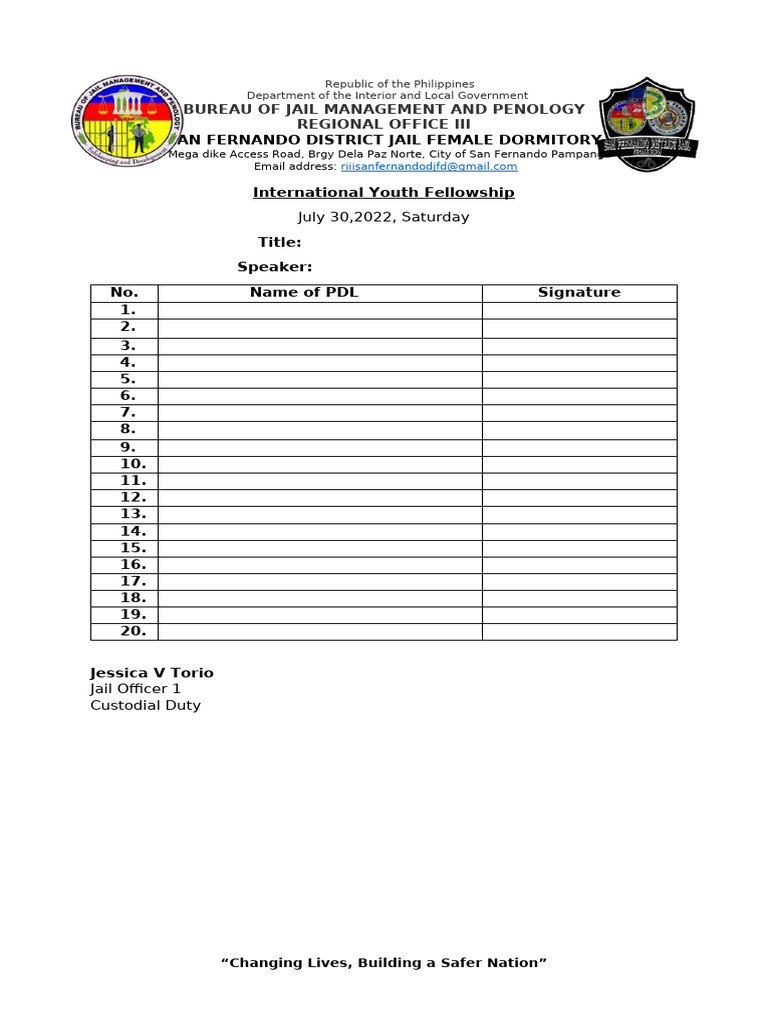 Attendance of IYF | PDF