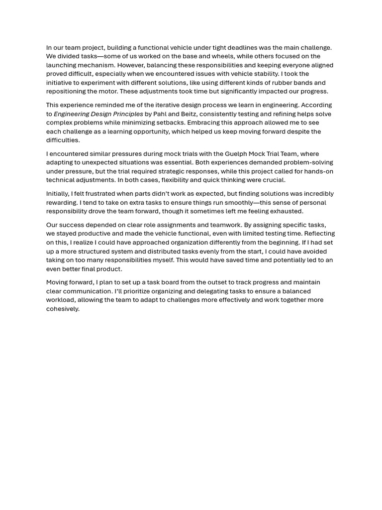 Critical Reflection #3 - ENGG1100 | PDF