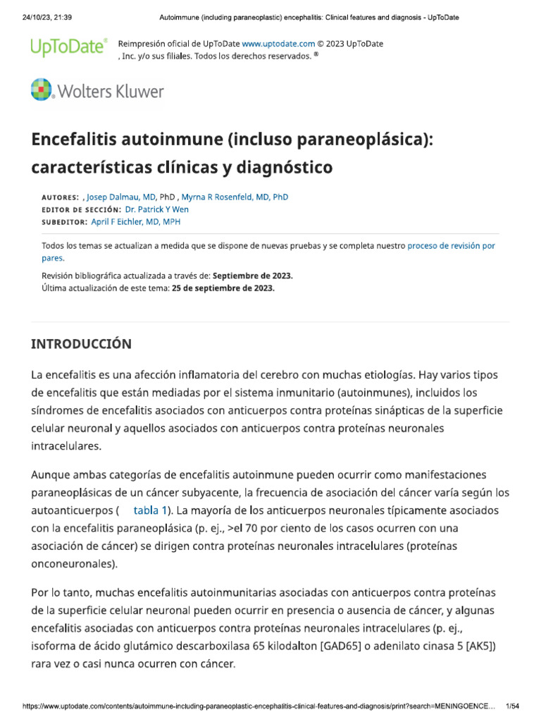 ENCEFALITIS AUTOINMUNE CLINICA Y DG UTD | PDF