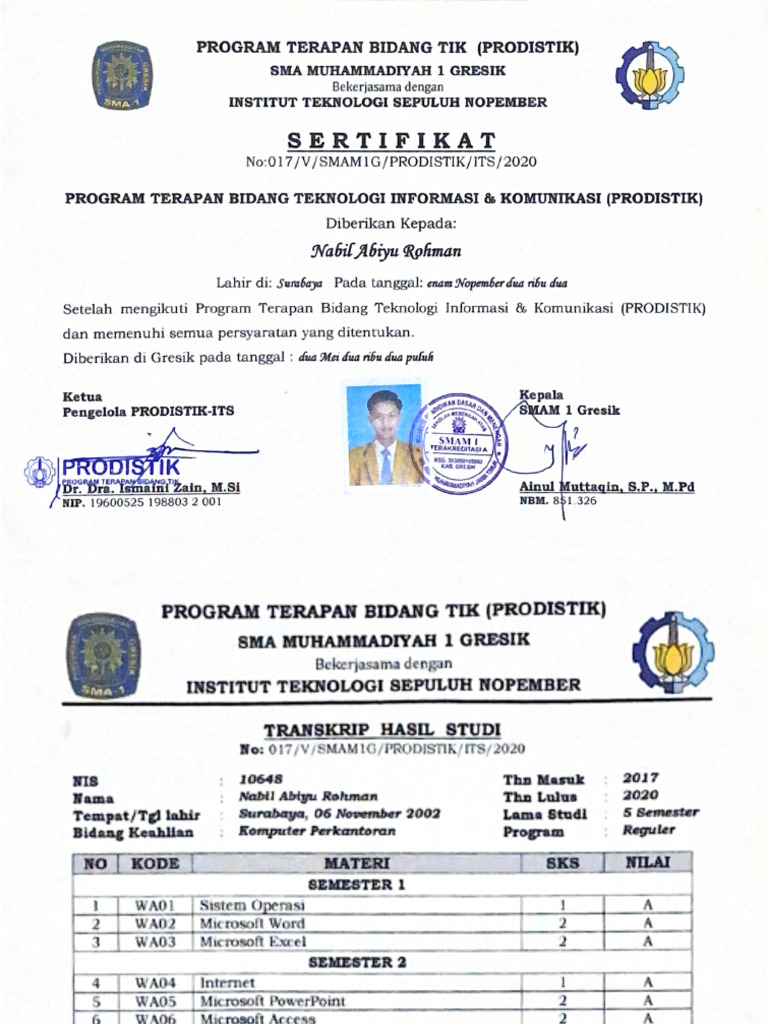 Sertifikat Prodistik | PDF