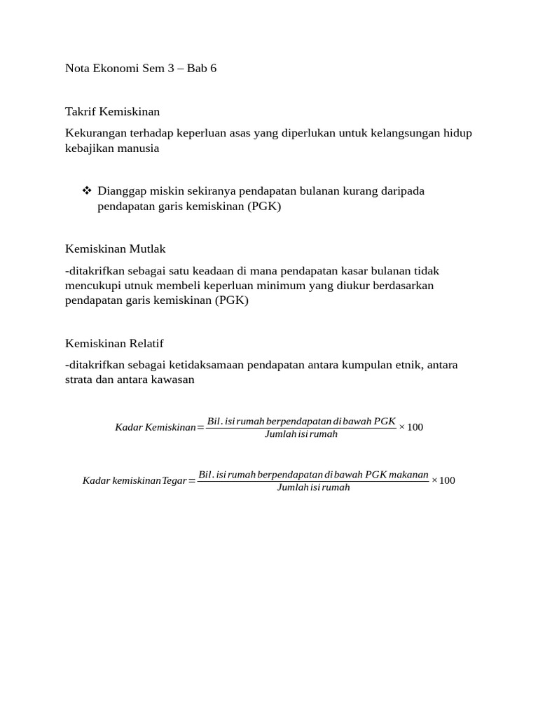 Nota Ekonomi Sem 3 (Bab 6) | PDF