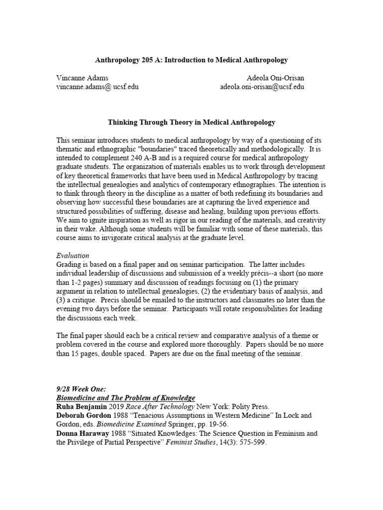 Adams Oni Oirsan Introduction To Medical Anthropology | PDF | Medical ...