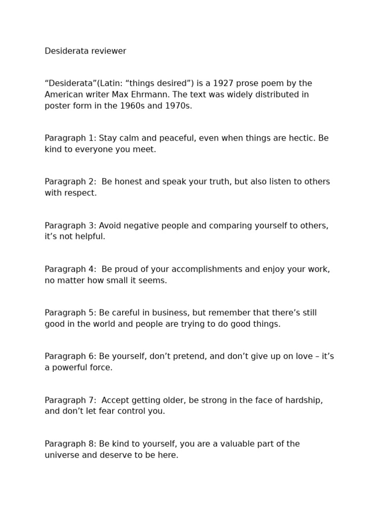 Desiderata Reviewer | PDF