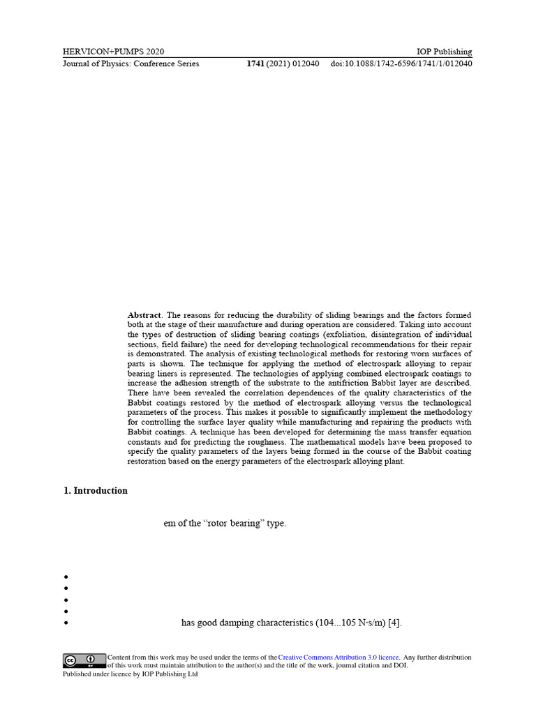 New Technology For Restoring Babbitt Coatings | PDF | Bearing ...