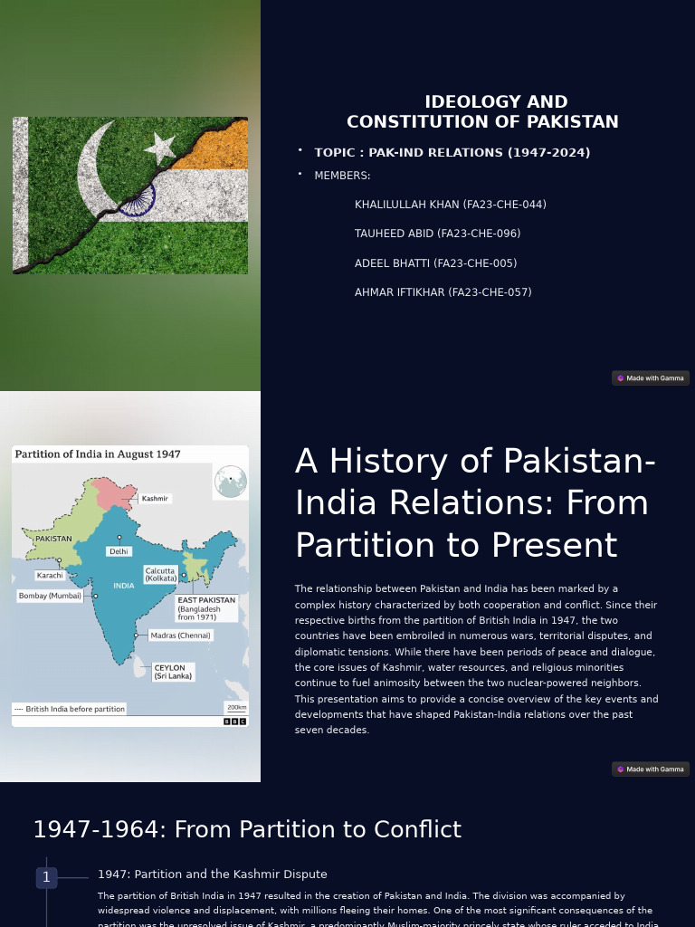 Pak-Ind Relations Presentation | PDF | India–Pakistan Relations | Pakistan