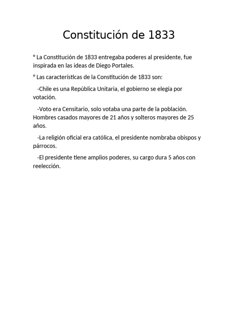 Constitución de 1833: Poder Presidencial | PDF