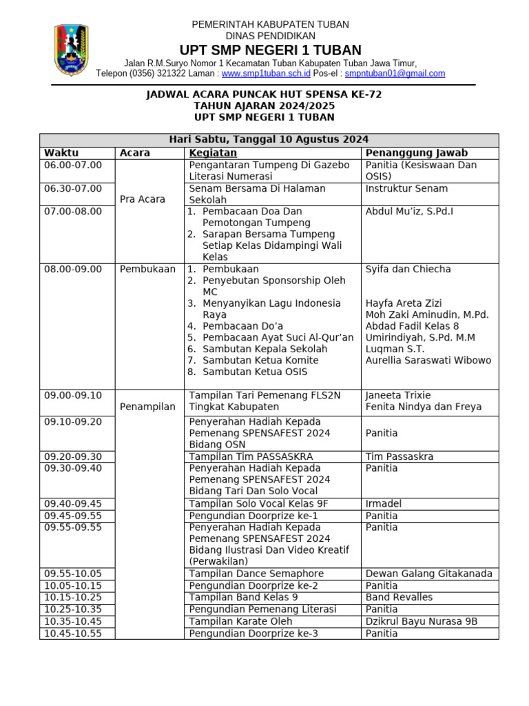 Jadwal Acara Seminar Dan Workshop | PDF