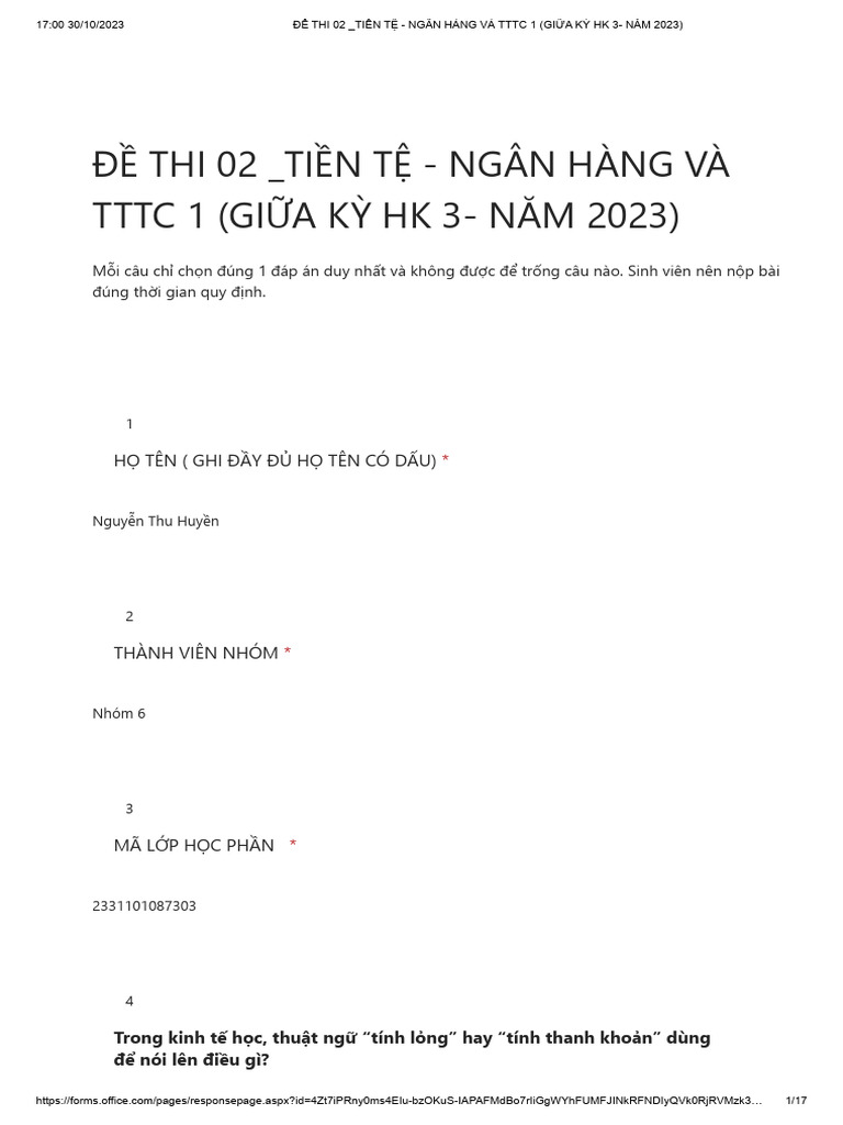 ĐỀ-THI-02-_TIỀN-TỆ-NGÂN-HÀNG-VÀ-TTTC-1-GIỮA-KỲ-HK-3-NĂM-2023 | PDF