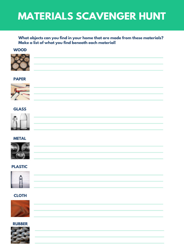 Unit 3B - Materials Scavenger Hunt 3 | PDF