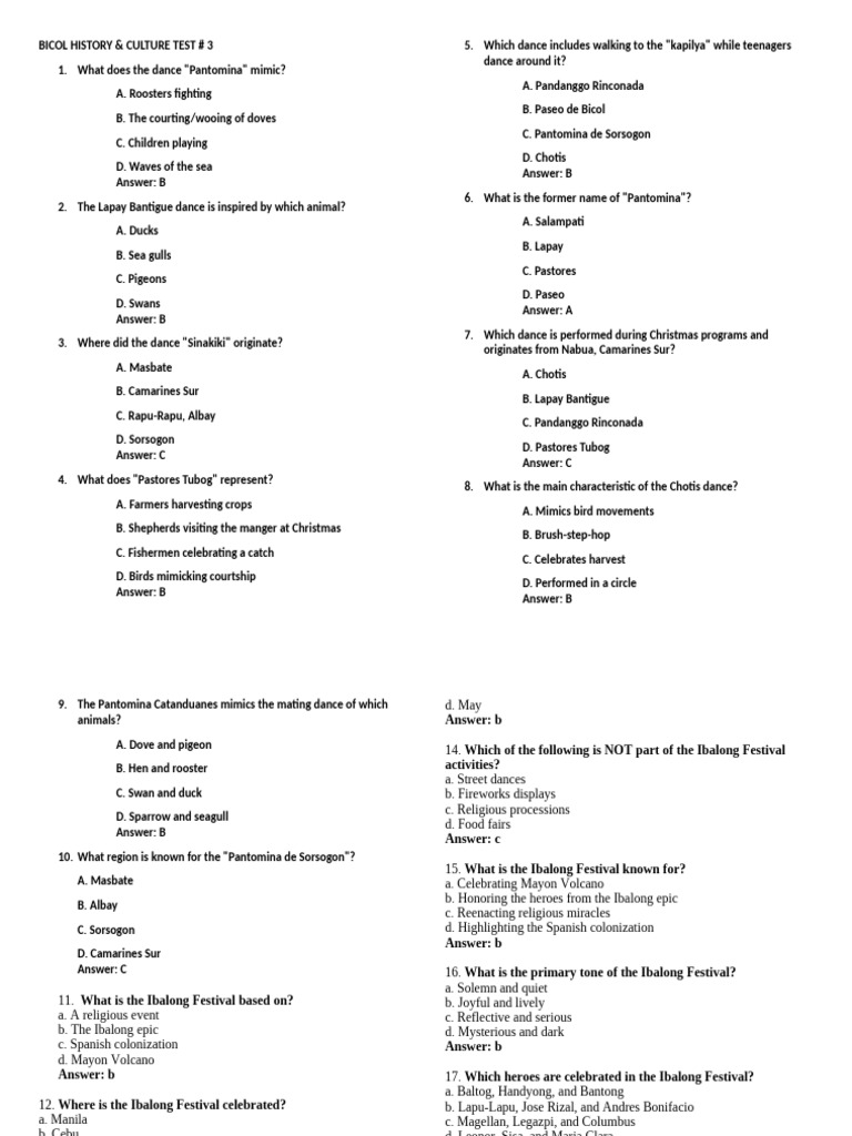 bicol history quiz # 3 - AK | PDF