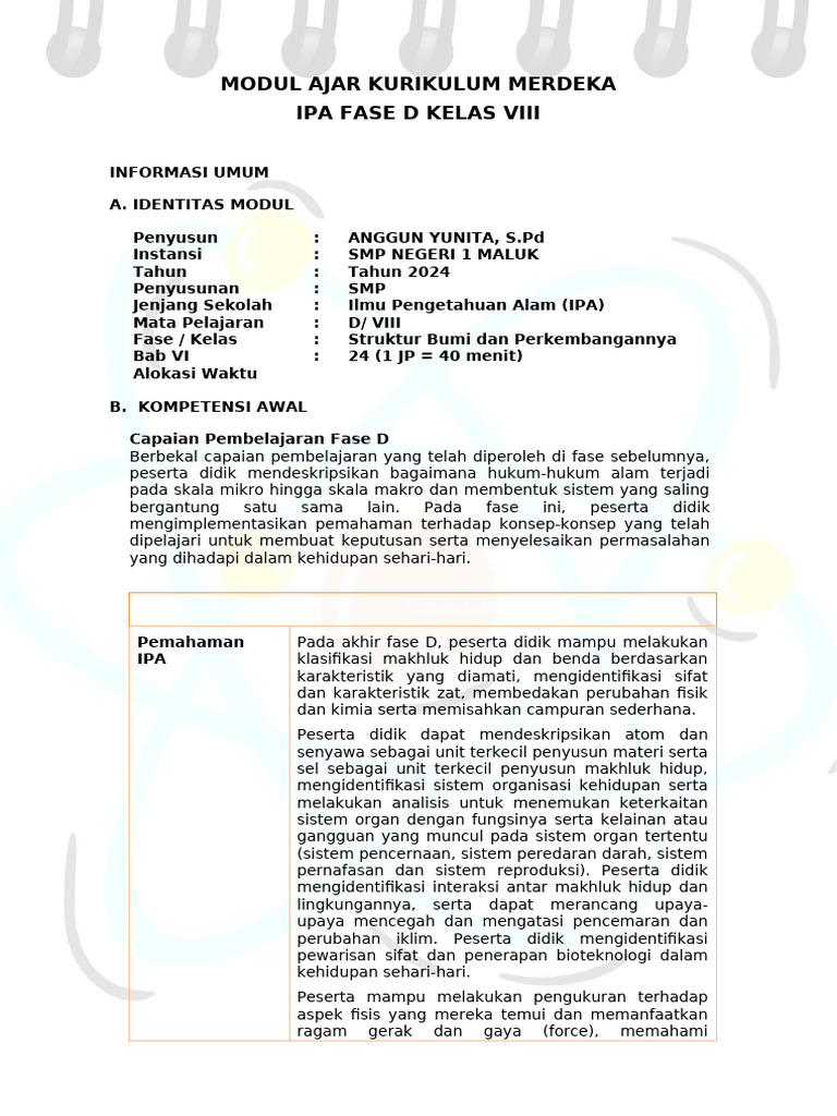 Modul IPA Kelas VIII: Struktur Bumi | PDF