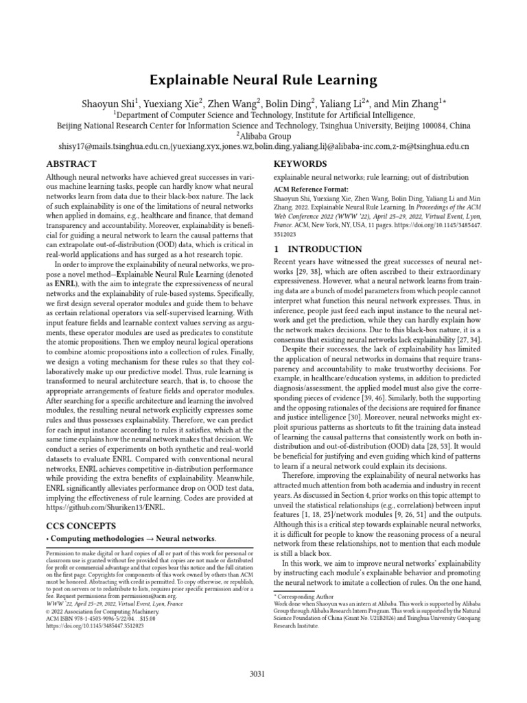WWW - Explainable Neural Rule Learning | PDF | Artificial Neural Network | Module (Mathematics)