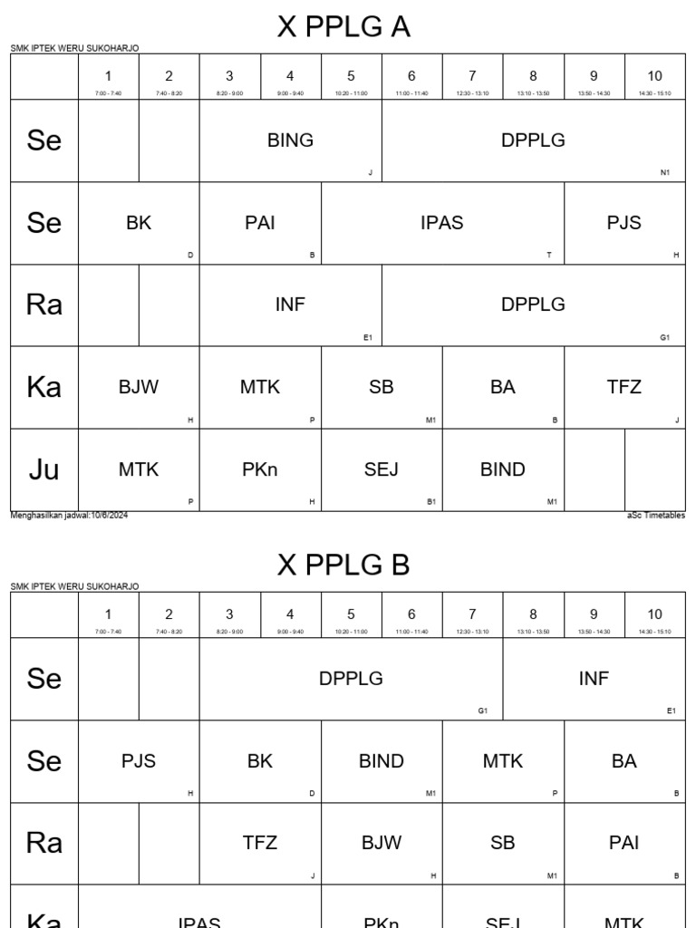 JADWAL KELAS OKT Rev2425 | PDF