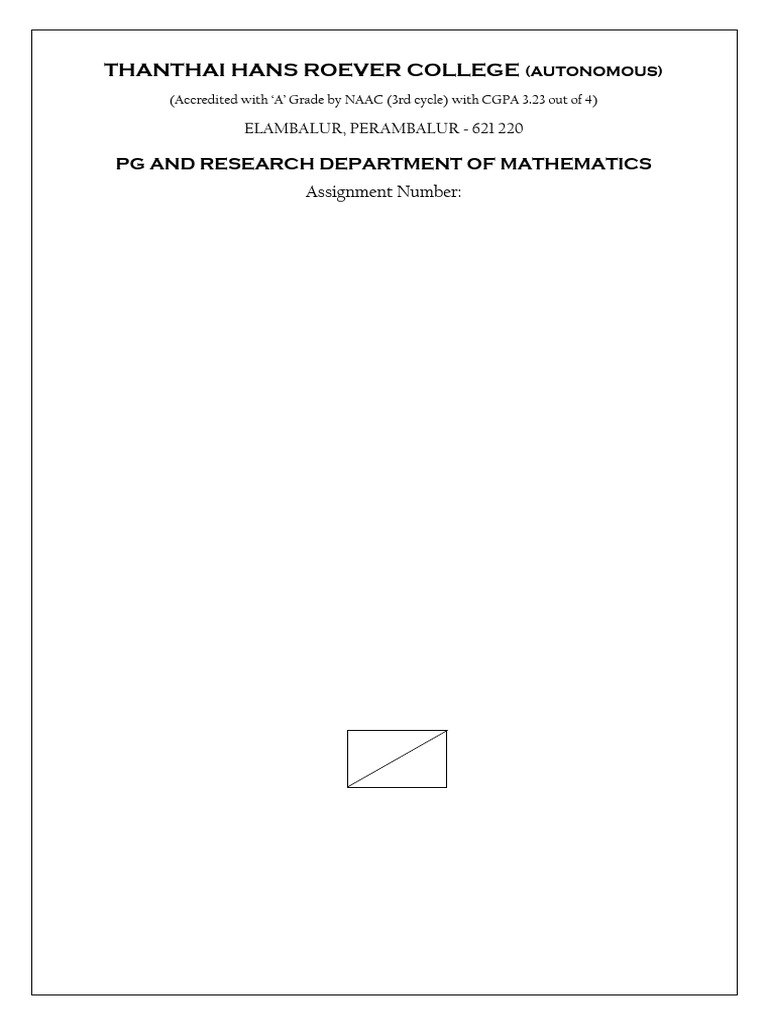 Maths Assignment Front Sheet Pdf