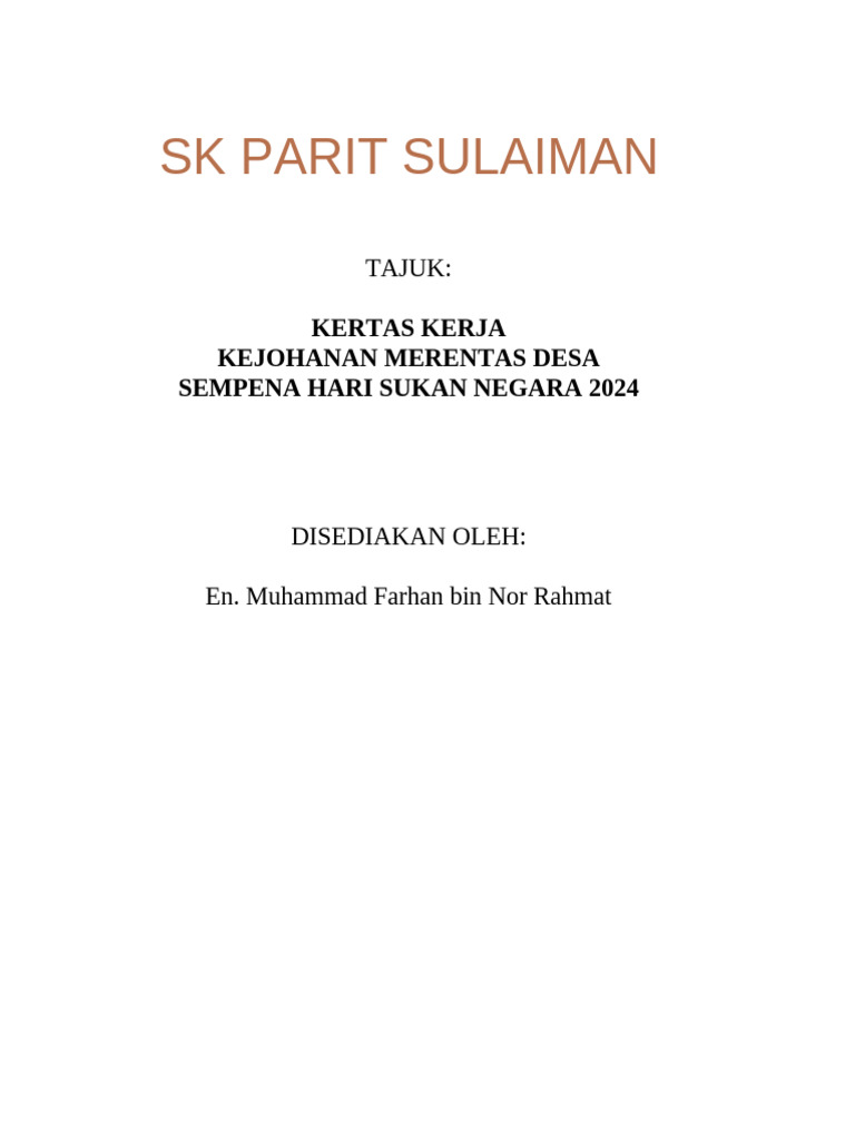 Kertas Kerja Merentas Desa Skps 2024 | PDF
