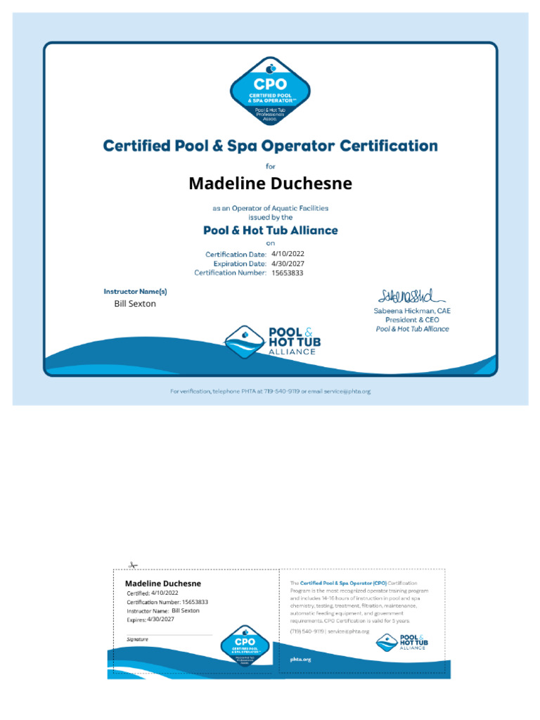 PHTA Certificate | PDF