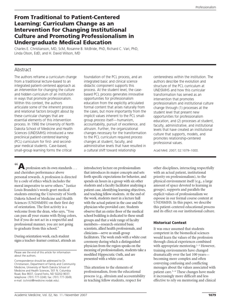 17 - From Traditional To Pacient | PDF | Learning | Curriculum