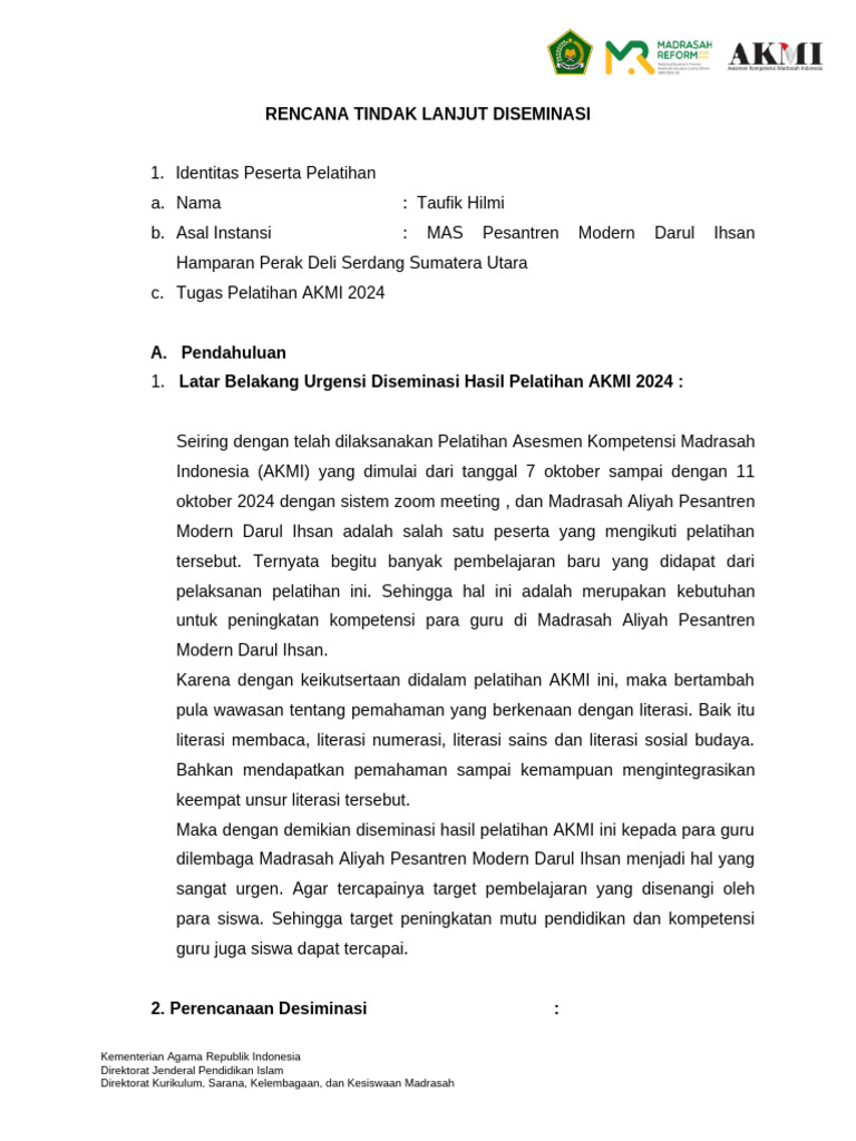Taufik Hilmi Format RTL Akmi 2024 | PDF
