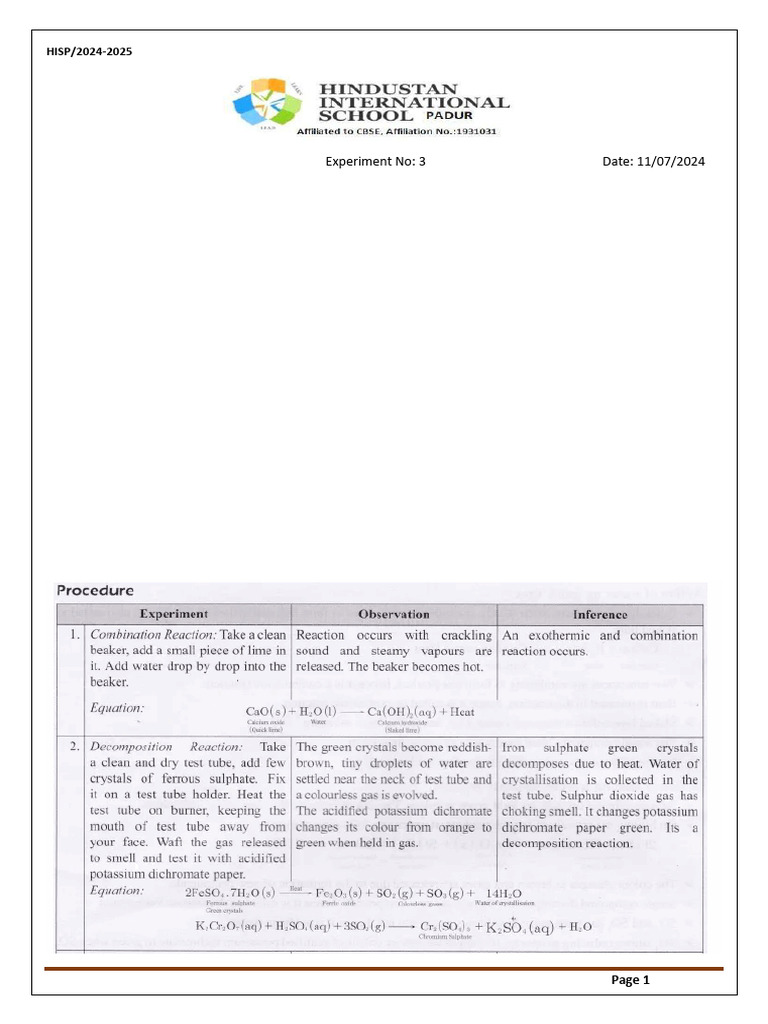 Chemistry Practical Ex - No - 3 | PDF