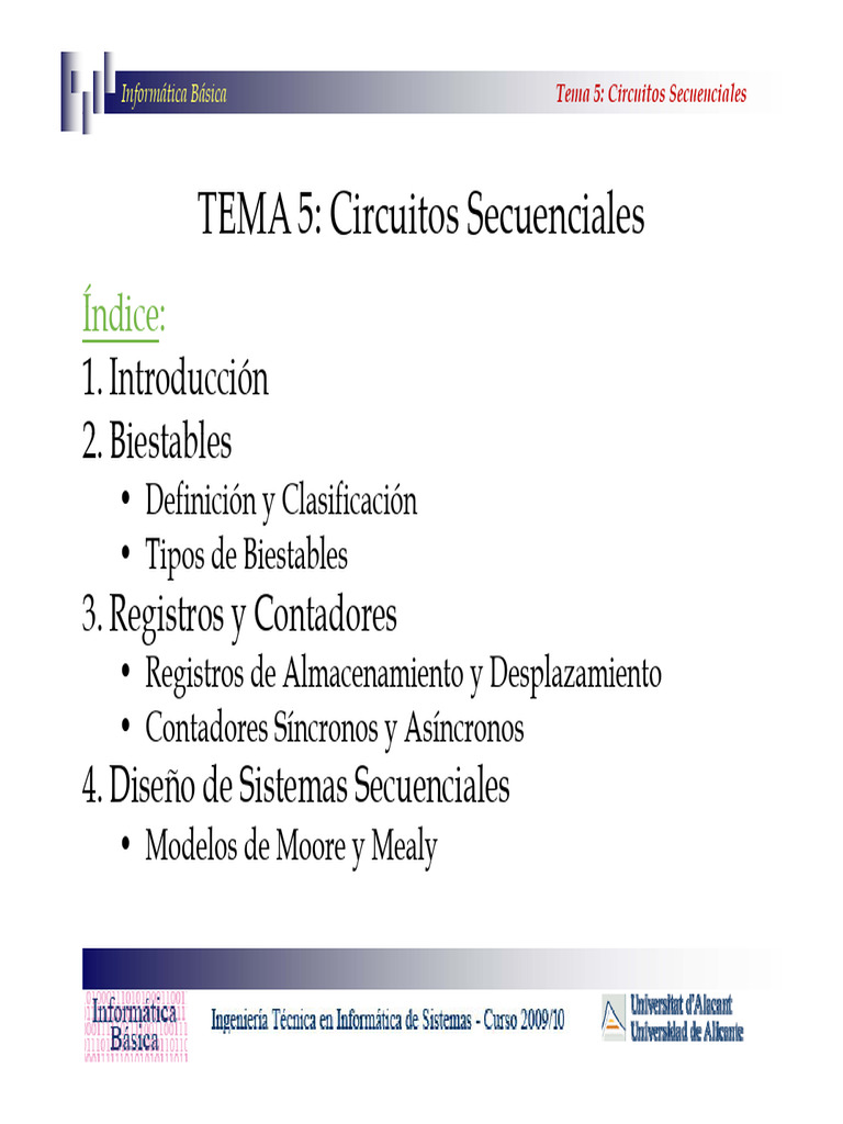 TEMA 5 - Circuitos Secuenciales | PDF | Informática | Ingeniería Electrónica