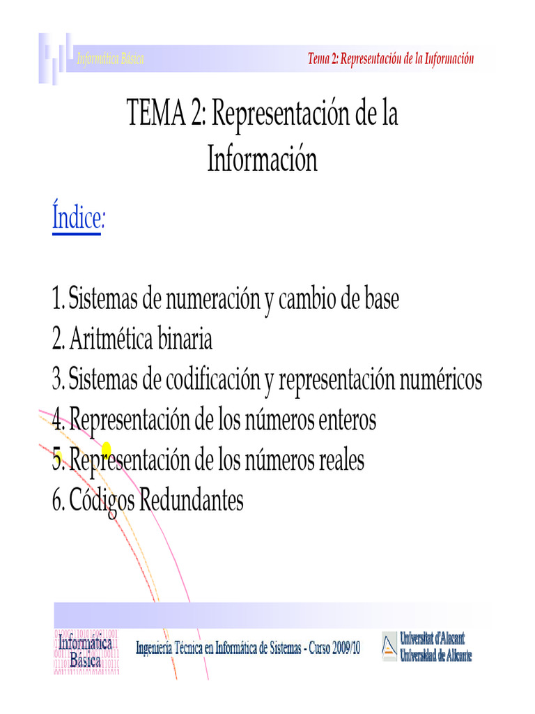 TEMA 2 - Representaci N de La Informaci N | PDF | Decimal | Informática