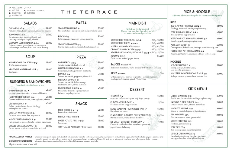 The Terrace Day Menu | PDF | Salad | Sauce
