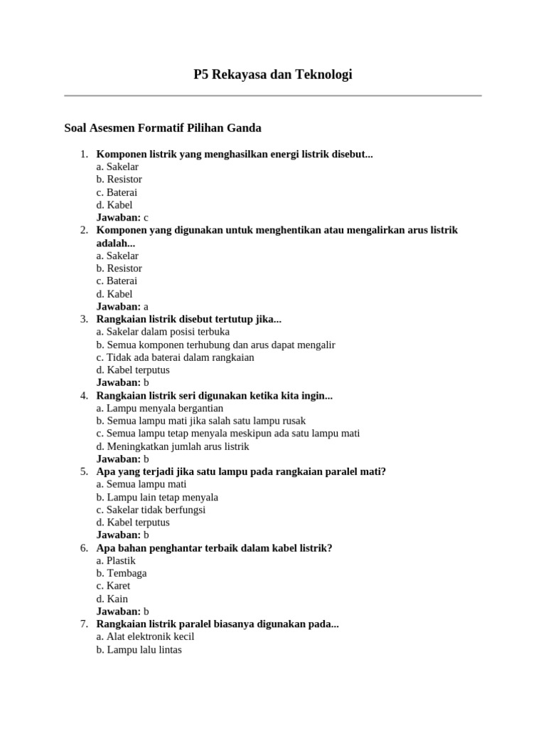 Asesmen Formatif P5 Rekayasa | PDF