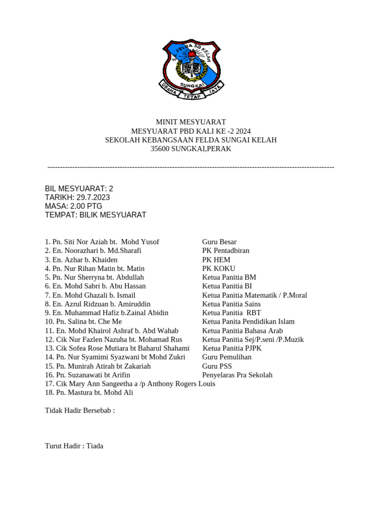 Mesyuarat PBD 2 2024 | PDF