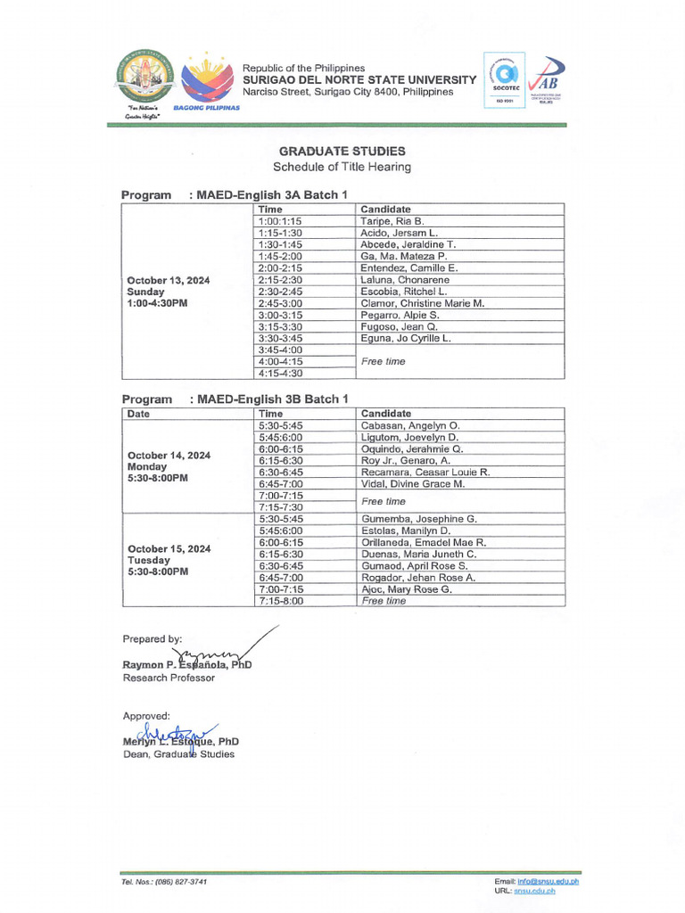 Maed Eng - Schedule Title Hearing | PDF