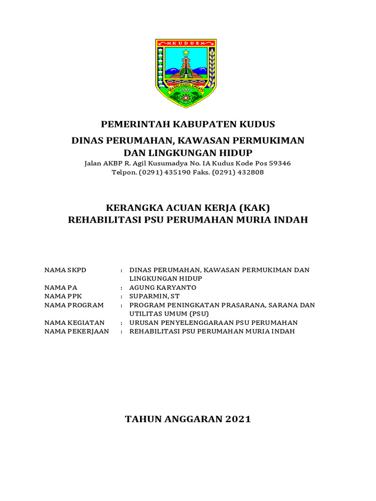 KAK Rehab PSU Muria Indah 2021rev | PDF