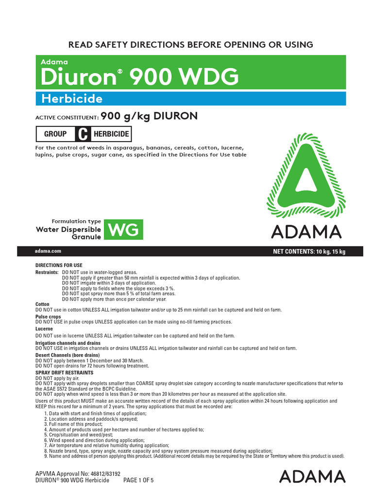 Diuron 900 WDG Weblabel NEW | PDF | Sowing | Herbicide