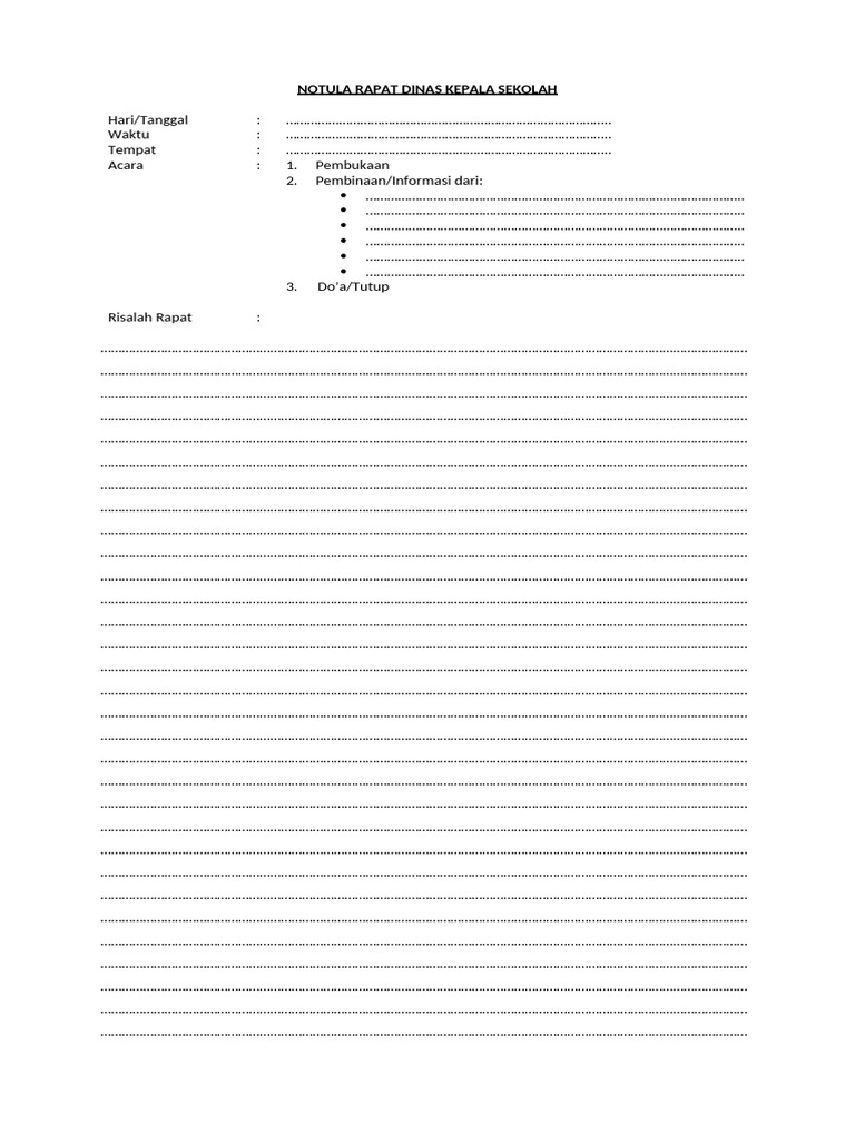NOTULA RAPAT DINAS KEPALA SEKOLAH | PDF