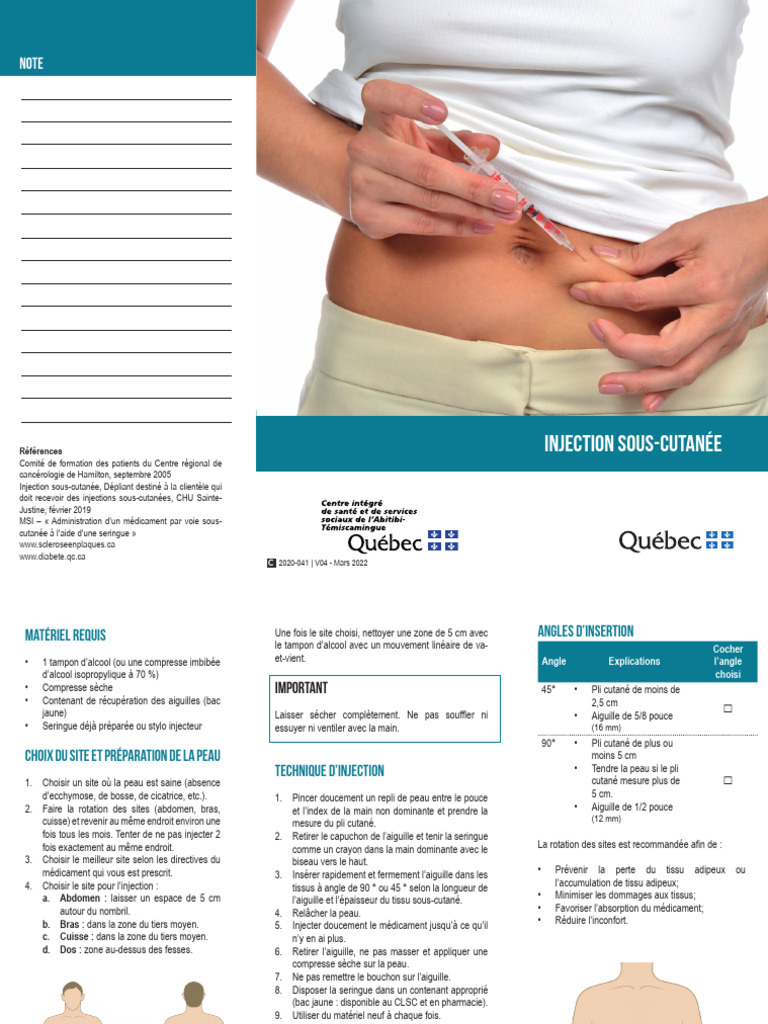 Technique d'injection sous-cutanée | PDF