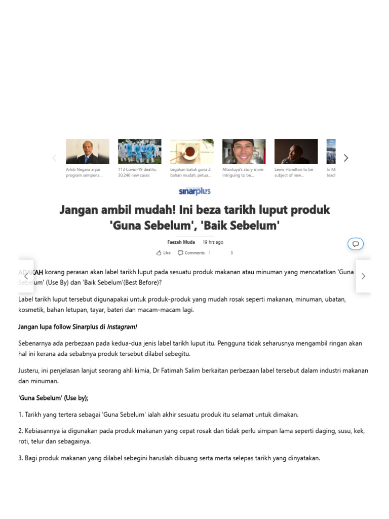 Jangan Ambil Mudah! Ini Beza Tarikh Luput Produk 'Guna Sebelum', 'Baik ...