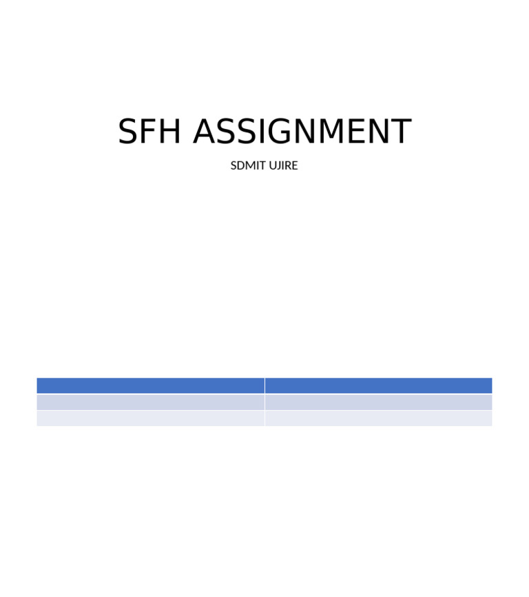SFH Assignment | PDF