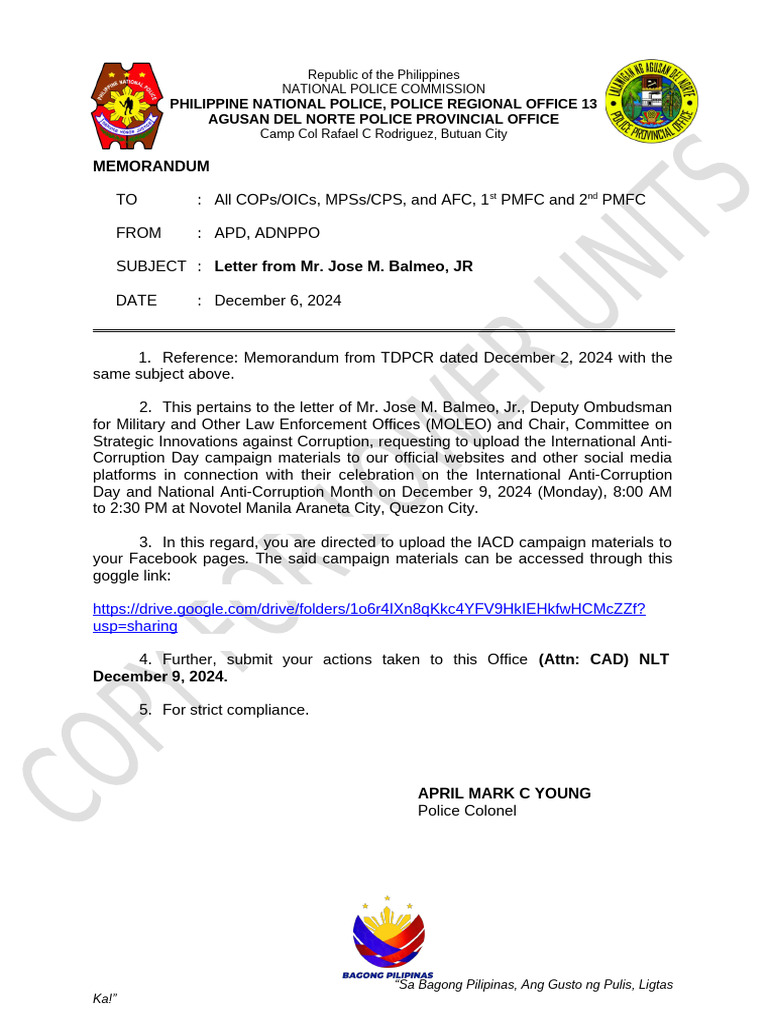 Letter from Mr. Jose M. Balmeo, Jr. | PDF