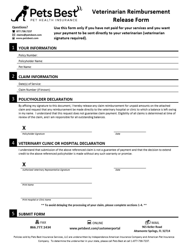 Pets Best Veterinarian Claim Form | PDF