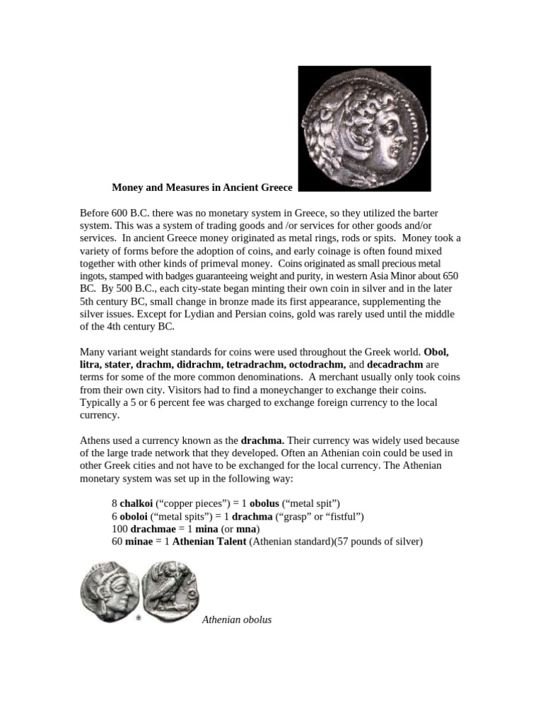 Money in Ancient Greece | PDF | Foreign Exchange Market | Numismatics