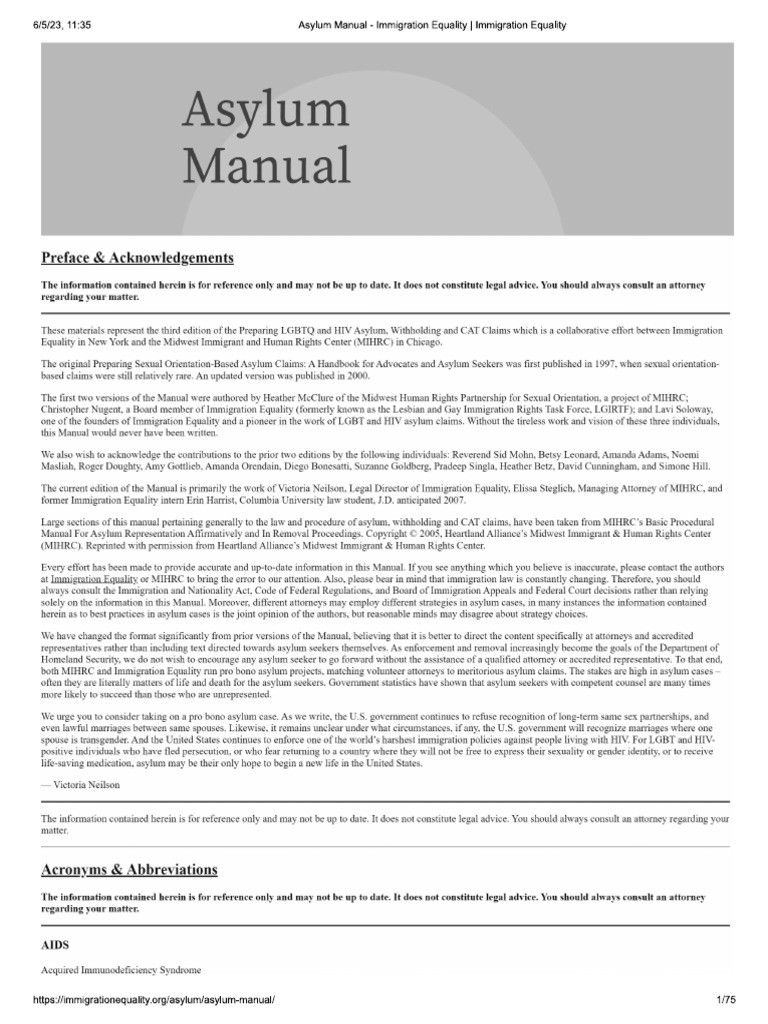 Asylum Manual | PDF
