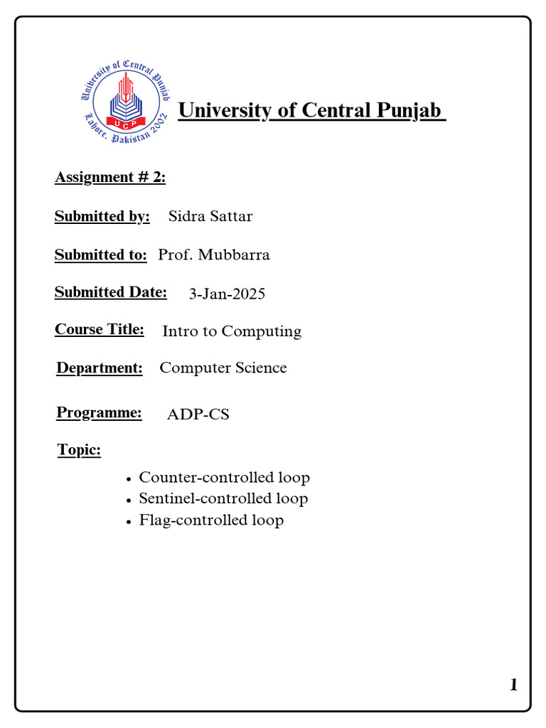 University of Central Punjab - 20250102 - 202751 - 0000 | PDF | Control Flow | Computer Science