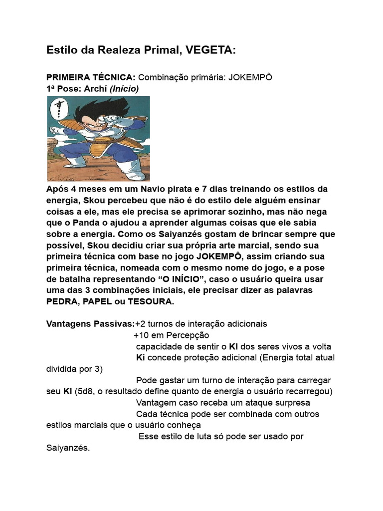 Estilo Da Realeza Primal, VEGETA | PDF